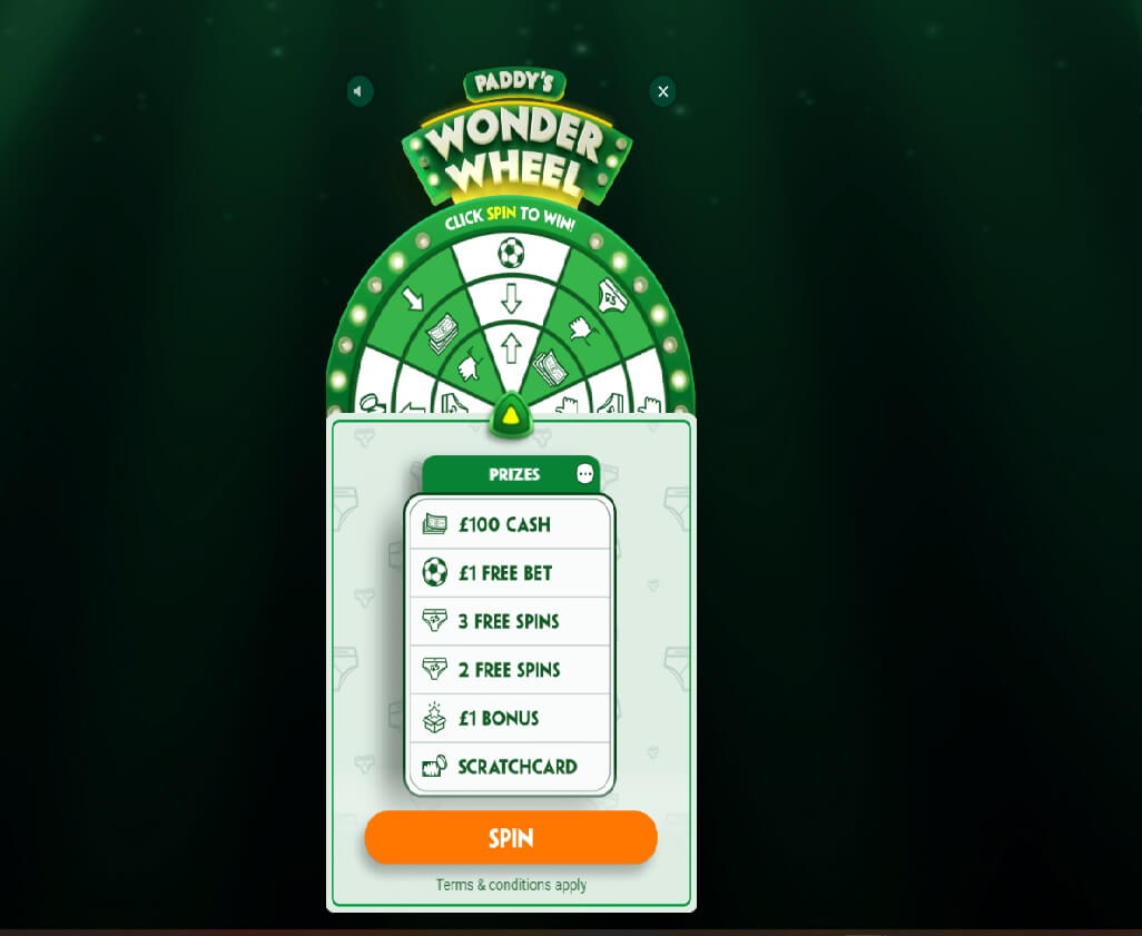 Paddy Power Wonder Wheel Bonus Offers At Online Casino